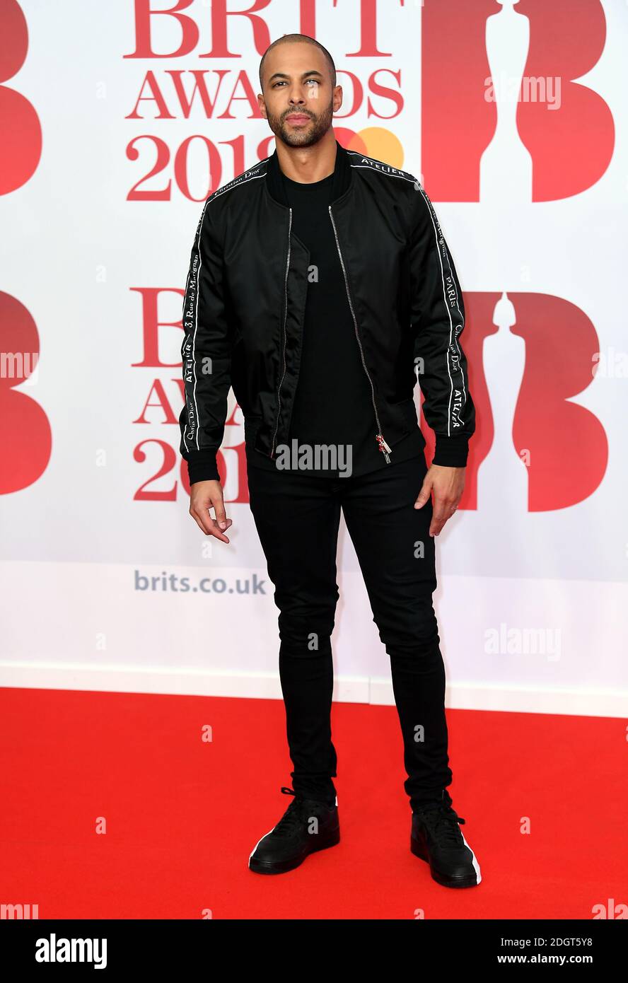 Marvin Humes attending the Brit Awards at the O2 Arena, London. Photo ...