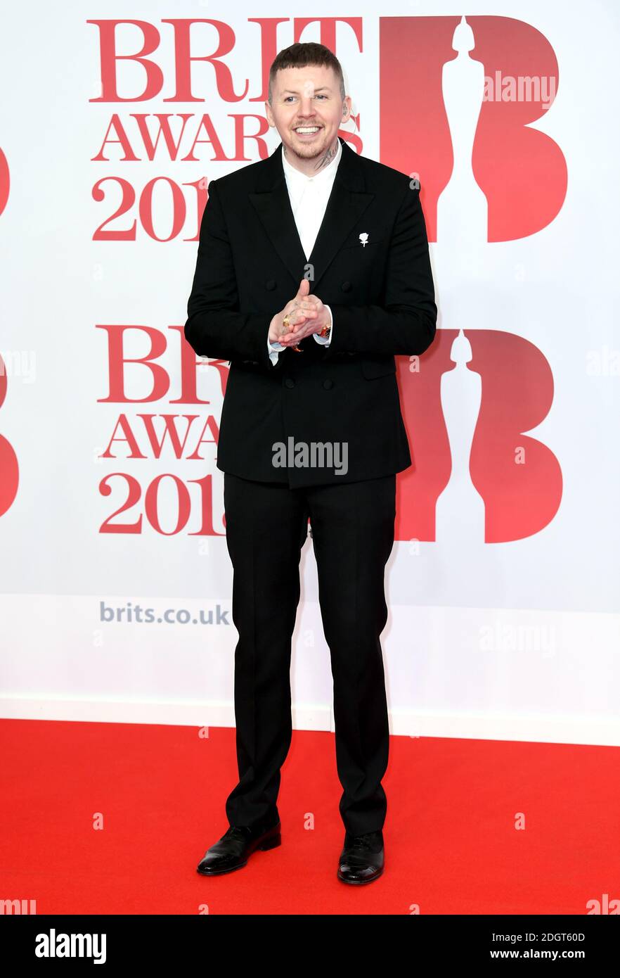 Professor Green attending the Brit Awards at the O2 Arena, London ...