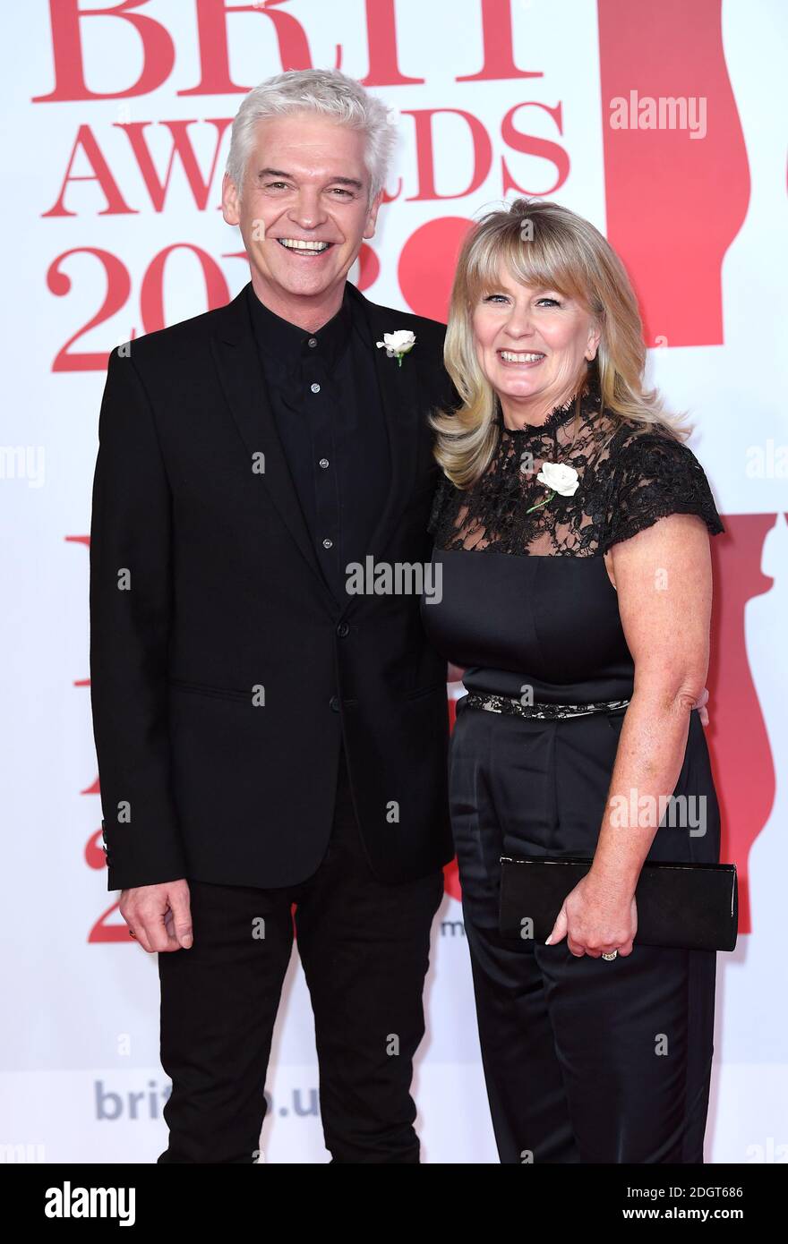 Phillip Schofield and Stephanie Lowe attending the Brit Awards at the ...