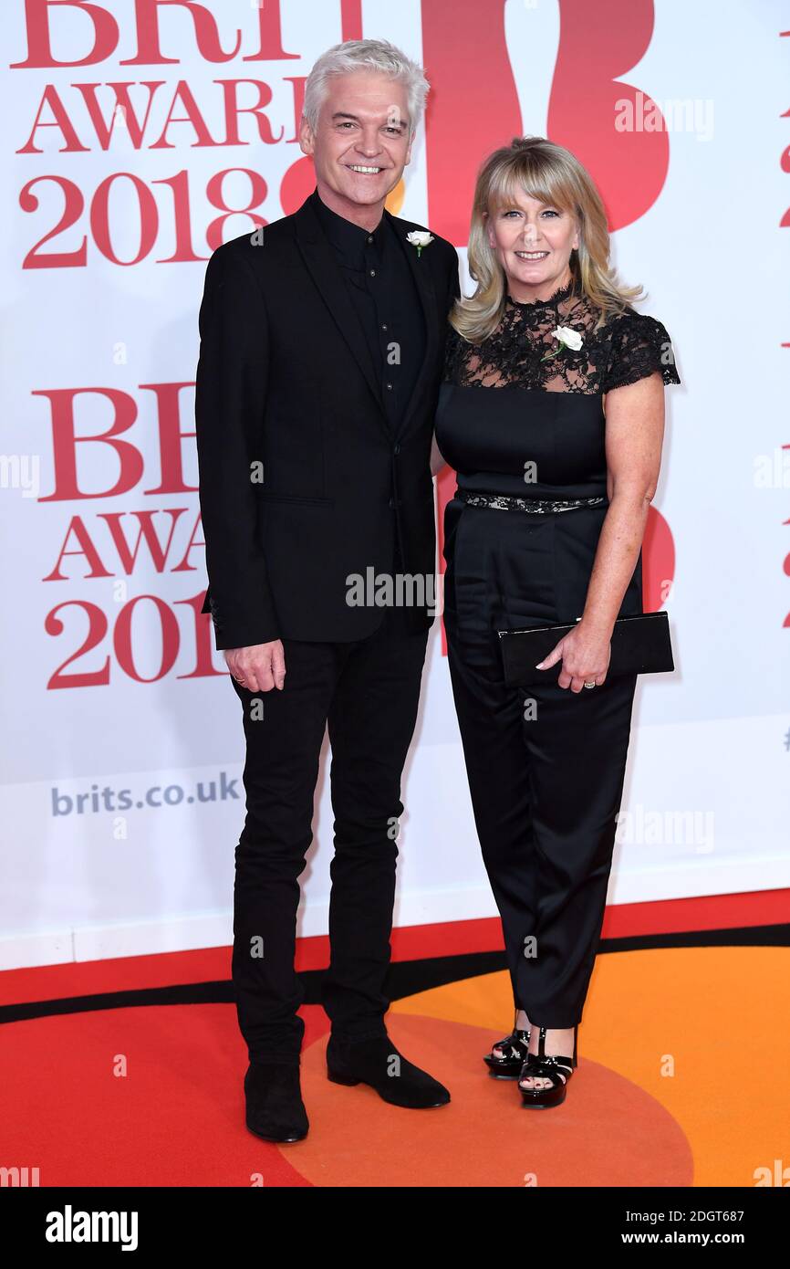 Phillip Schofield and Stephanie Lowe attending the Brit Awards at the ...