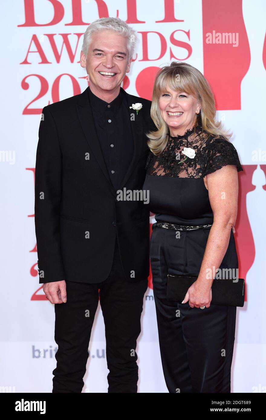 Phillip Schofield and Stephanie Lowe attending the Brit Awards at the ...