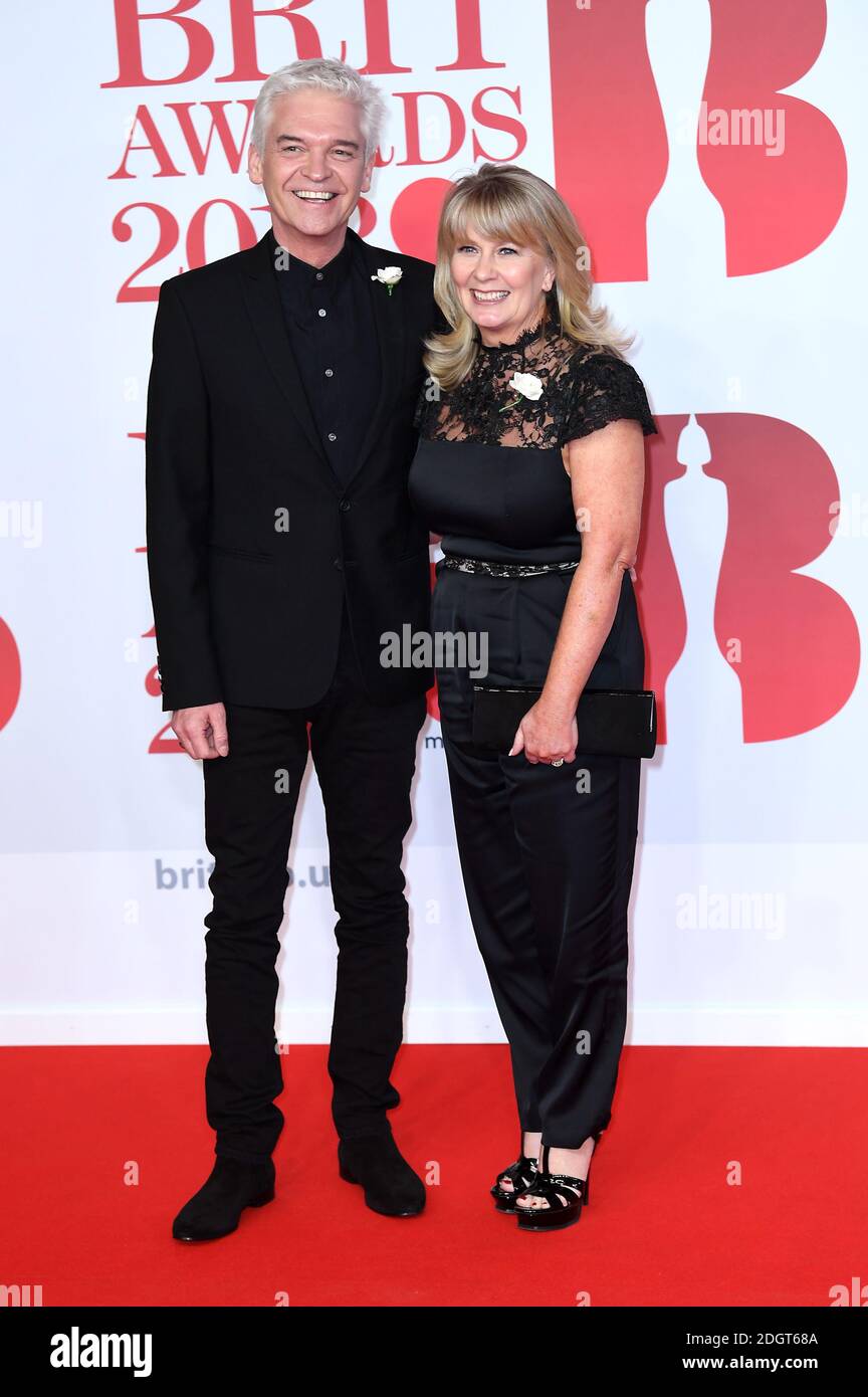 Phillip Schofield and Stephanie Lowe attending the Brit Awards at the ...