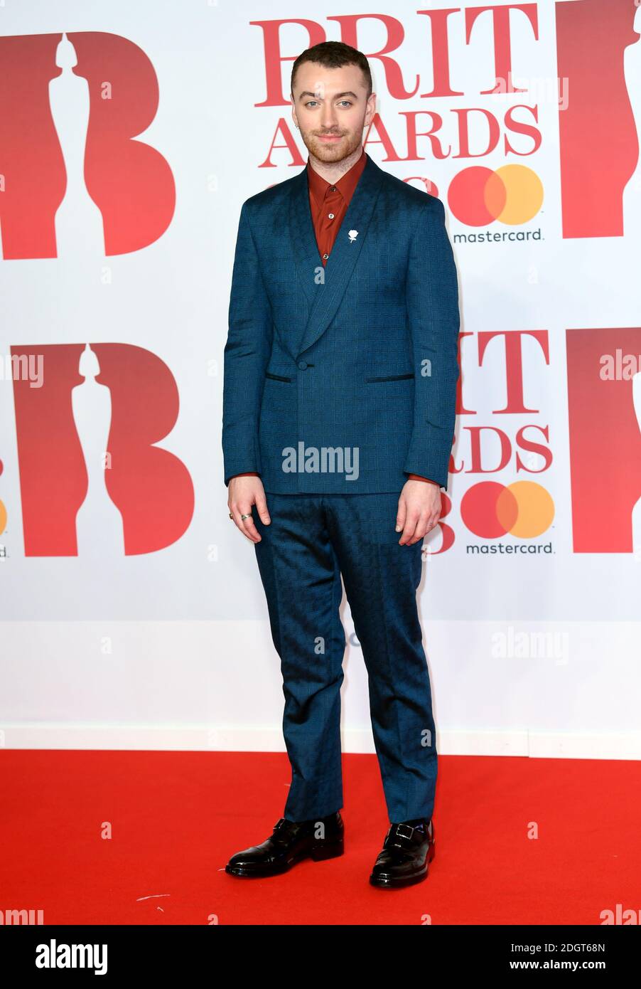 Sam Smith attending the Brit Awards at the O2 Arena, London. Photo ...