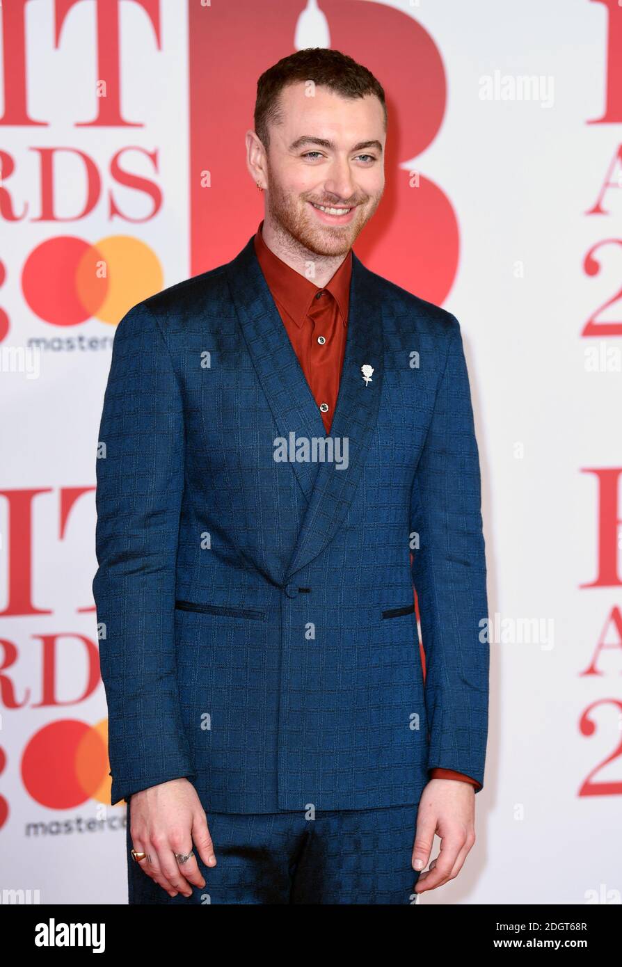 Sam Smith attending the Brit Awards at the O2 Arena, London. Photo ...