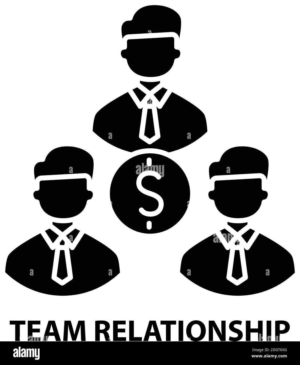 team relationship symbol icon, black vector sign with editable strokes ...