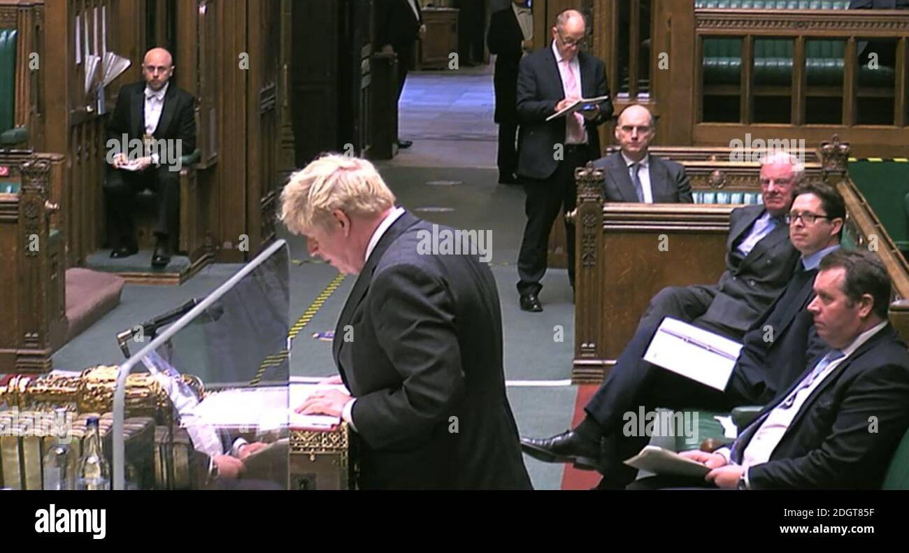Prime Minister Boris Johnson speaks during Prime Minister's Questions ...