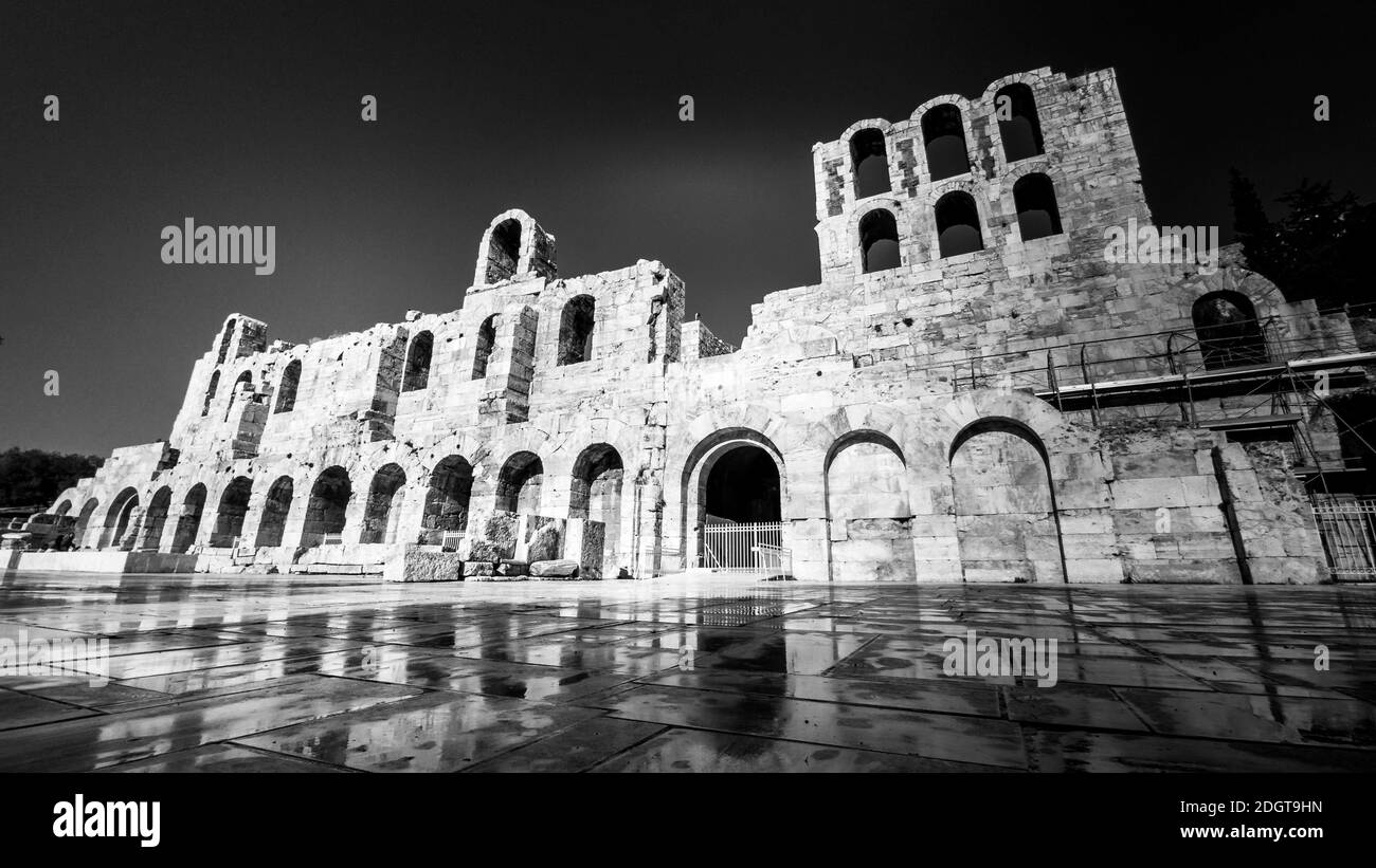 Odeon of Herodes Atticus, a stone Roman theater structure located on ...