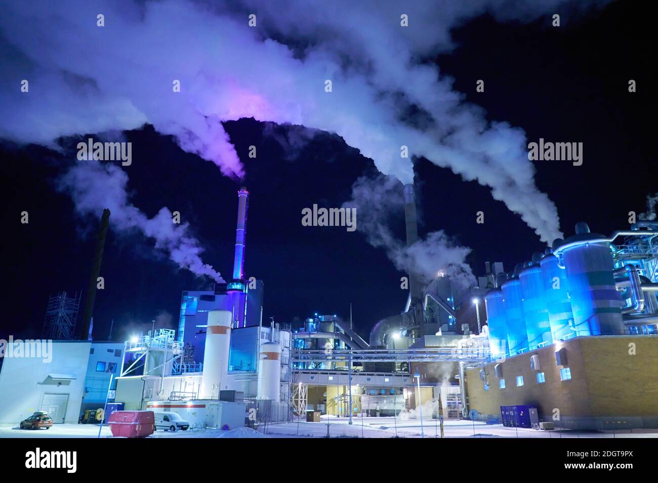 Factory at Night Air Pollution From Industrial Smoke Stock Photo - Alamy