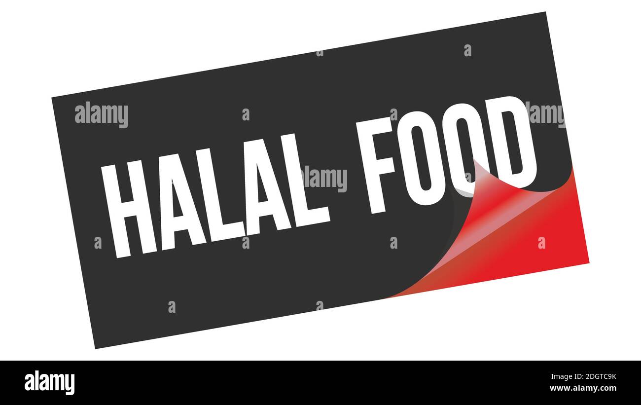 HALAL FOOD text written on black red sticker stamp Stock Photo - Alamy