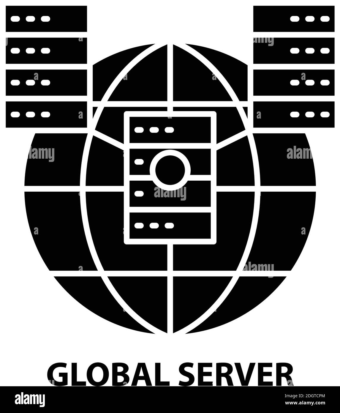 global server icon, black vector sign with editable strokes, concept ...