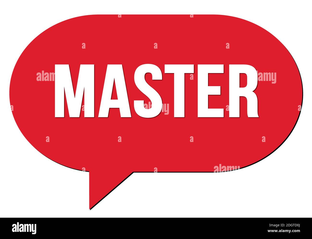 MASTER text written in a red speech bubble stamp Stock Photo - Alamy