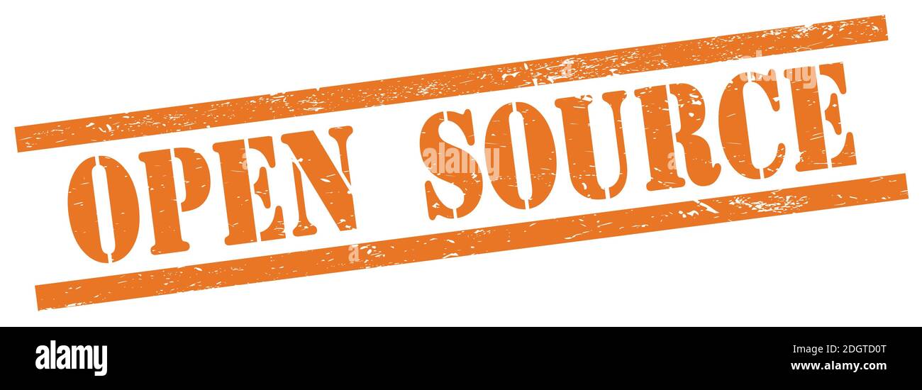 OPEN SOURCE text on orange grungy rectangle vintage stamp Stock Photo ...