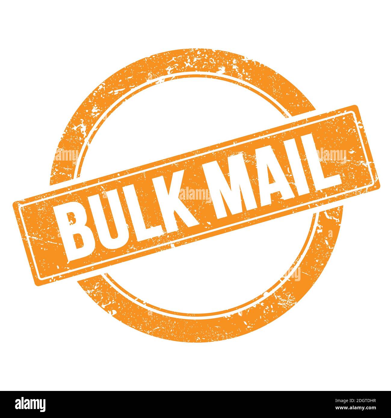 BULK MAIL text on orange grungy round vintage stamp Stock Photo - Alamy
