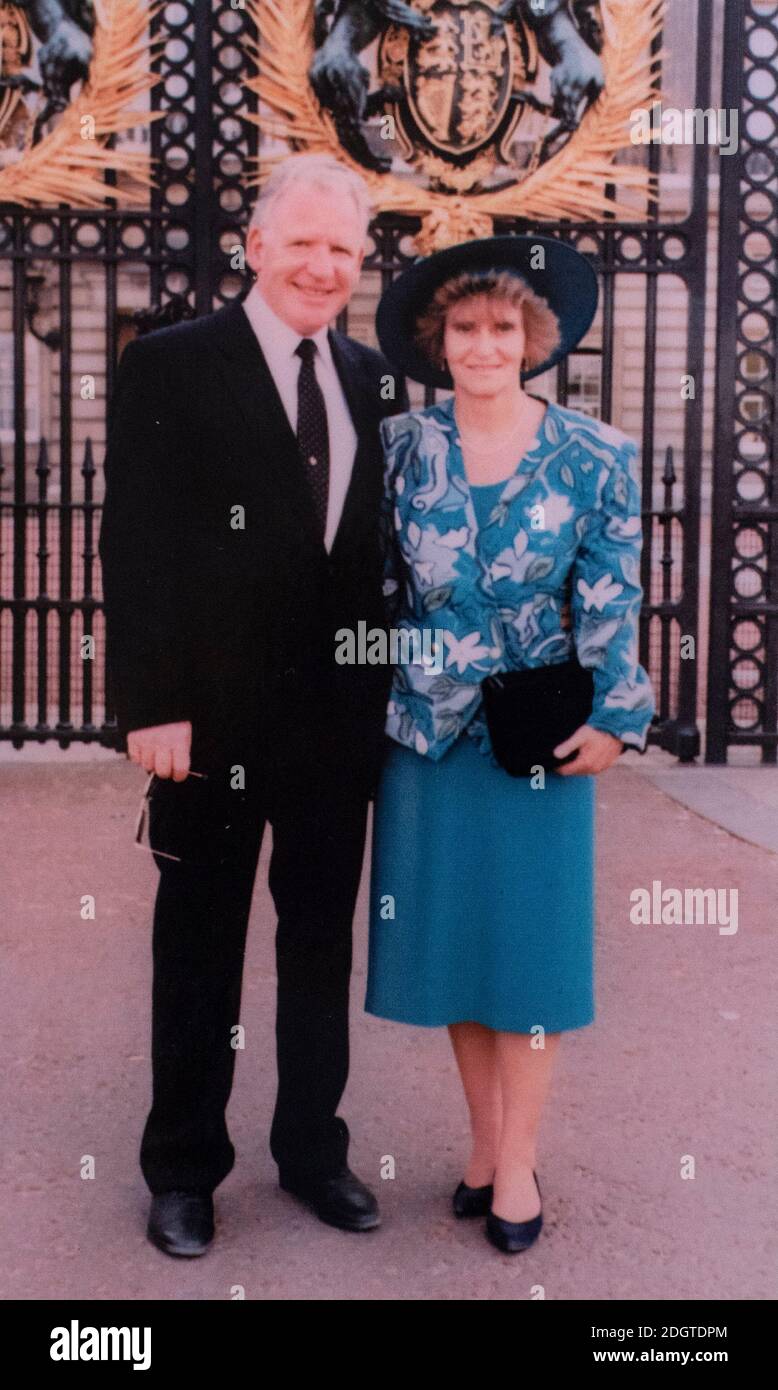 Vic and Penny Griffiths at a garden party at Buckingham Palace in the ...
