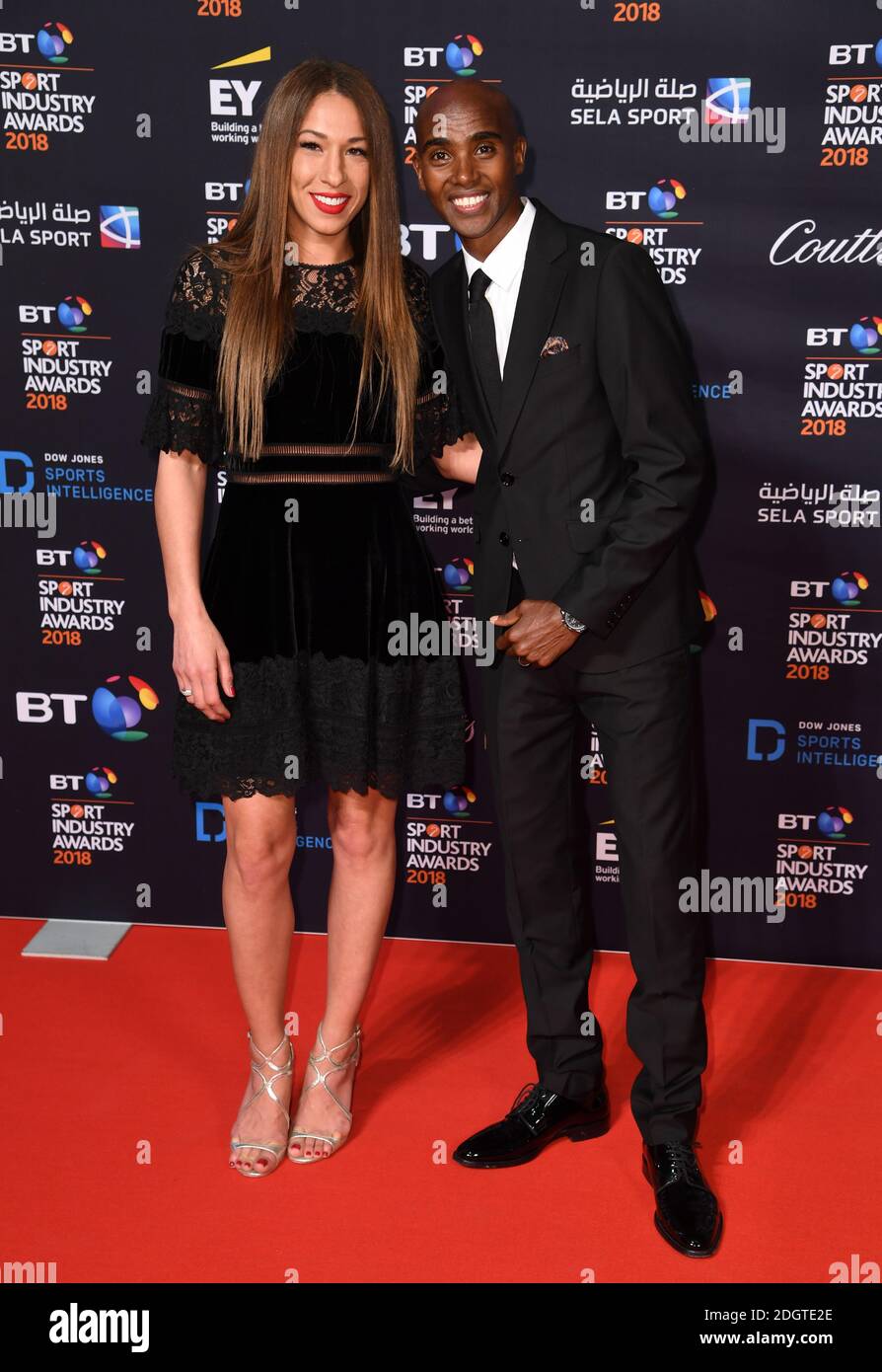 Tania Nell and Sir Mo Farah attending the BT Sport Industry Awards 2018 ...