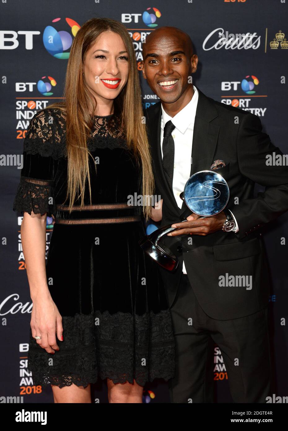 Tania Nell and Sir Mo Farah attending the BT Sport Industry Awards 2018 ...