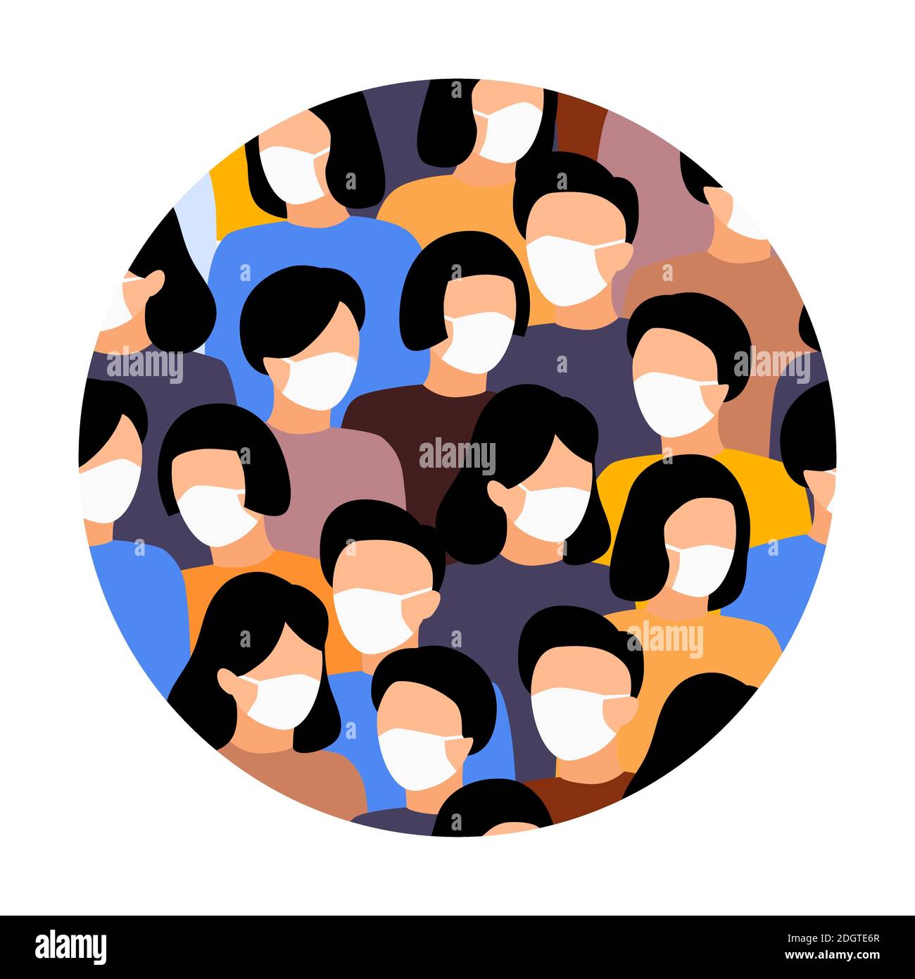 People crowd in white medical face mask. Concept of coronavirus ...
