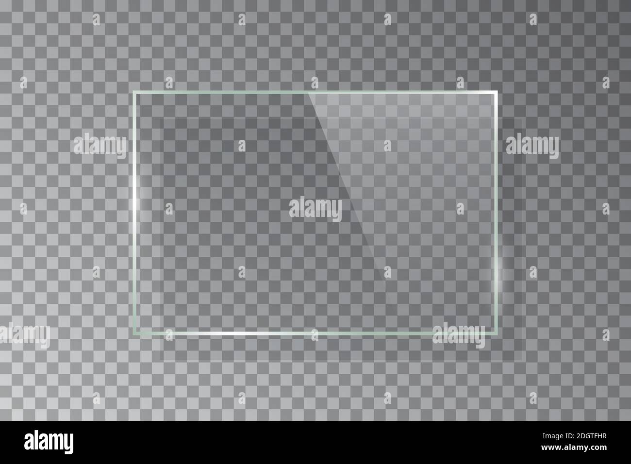 Realistic 3d horizontal rectangular glass frame isolated on grey ...