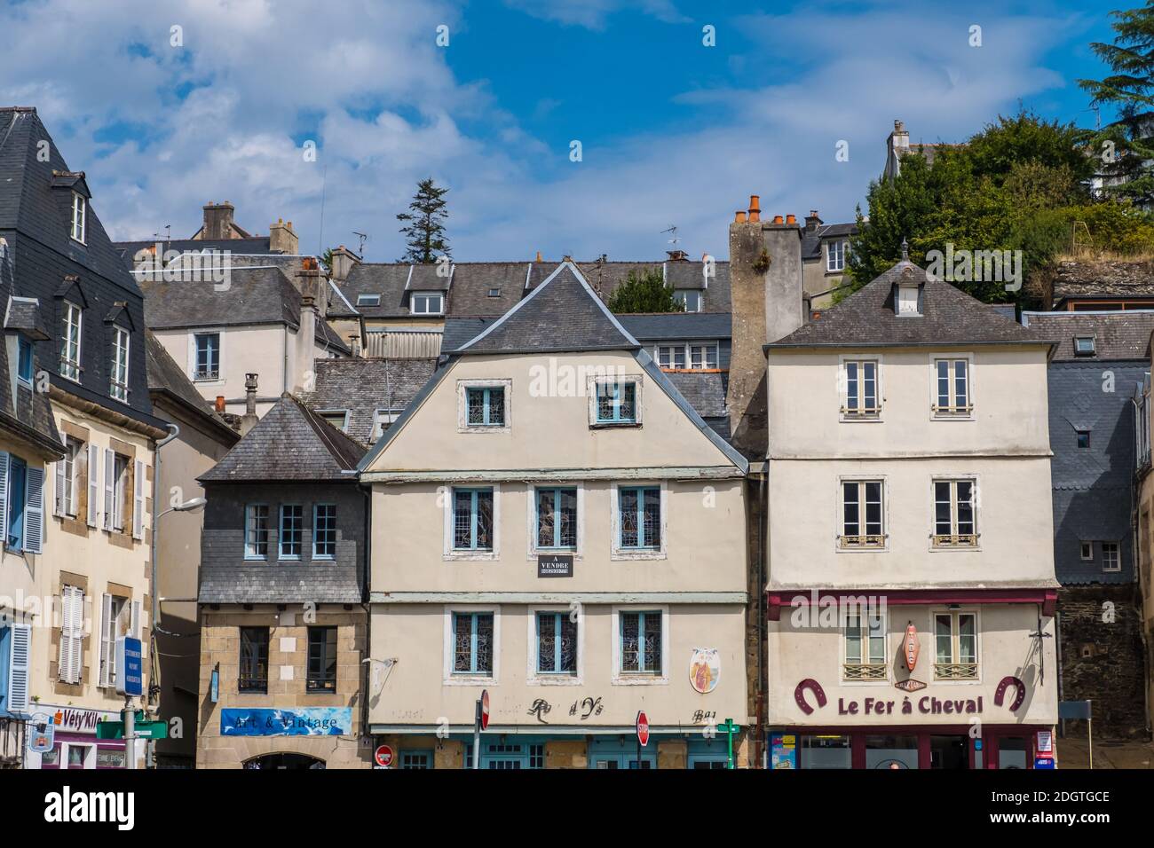 Morlaix, France - August 28, 2019: Street in the historical center of ...