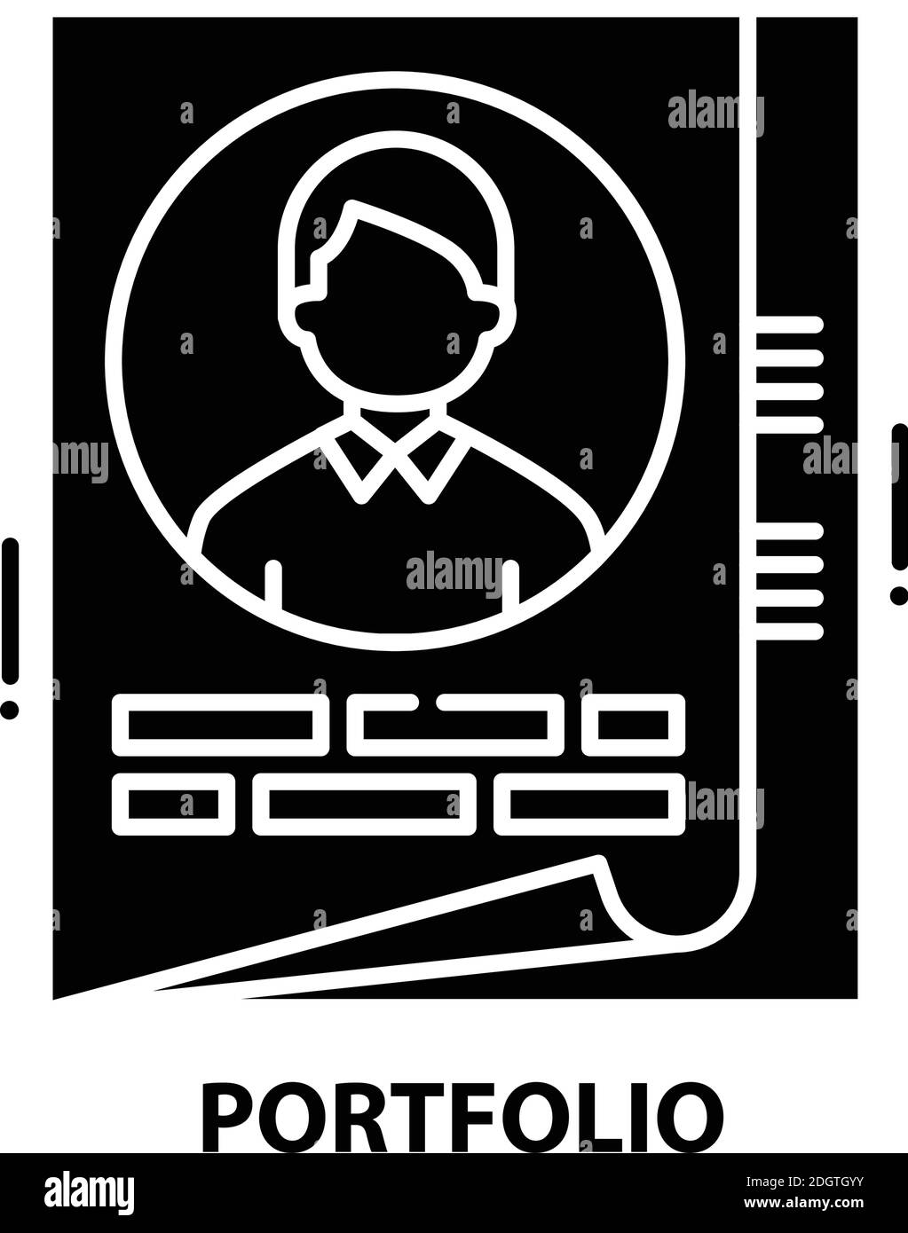 portfolio icon, black vector sign with editable strokes, concept ...