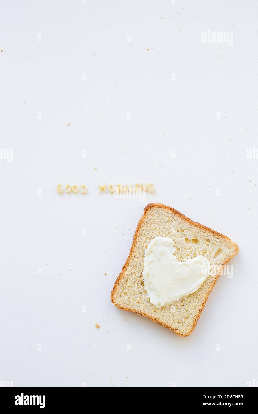 sandwich for breakfast in the form of heart with cheese - good morning ...