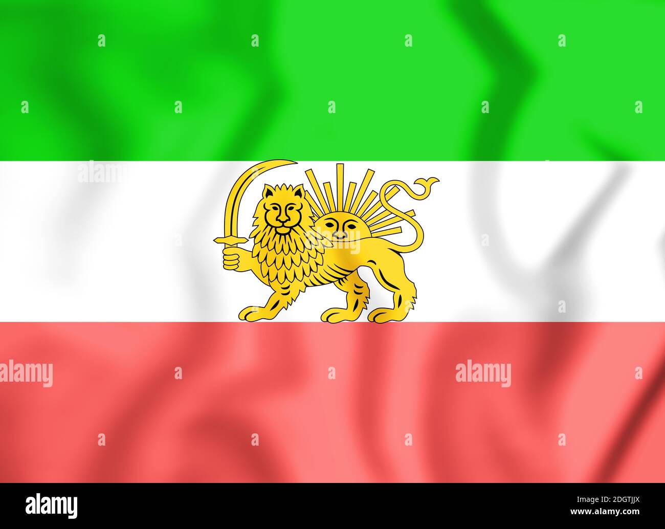 3D Flag of Iran (1910-1925). Old Lion and Sun Flag. 3D Illustration ...