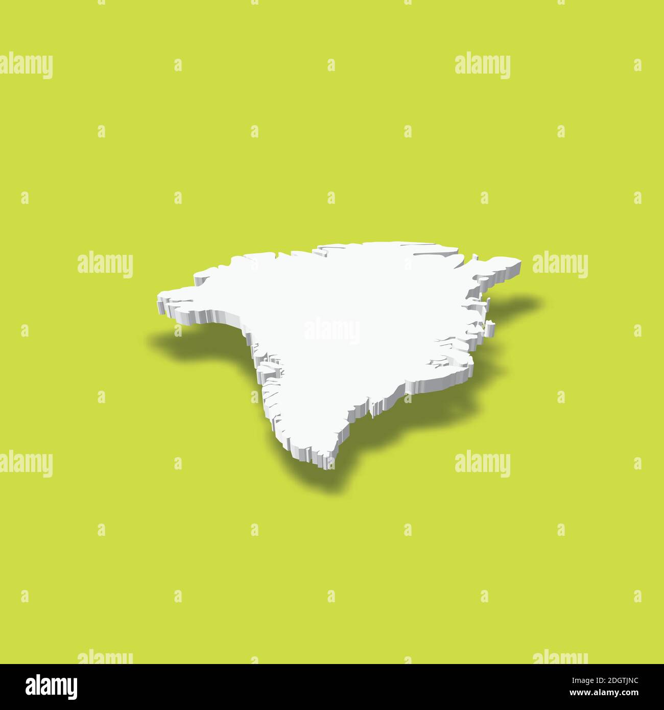 Greenland - white 3D silhouette map of country area with dropped shadow ...