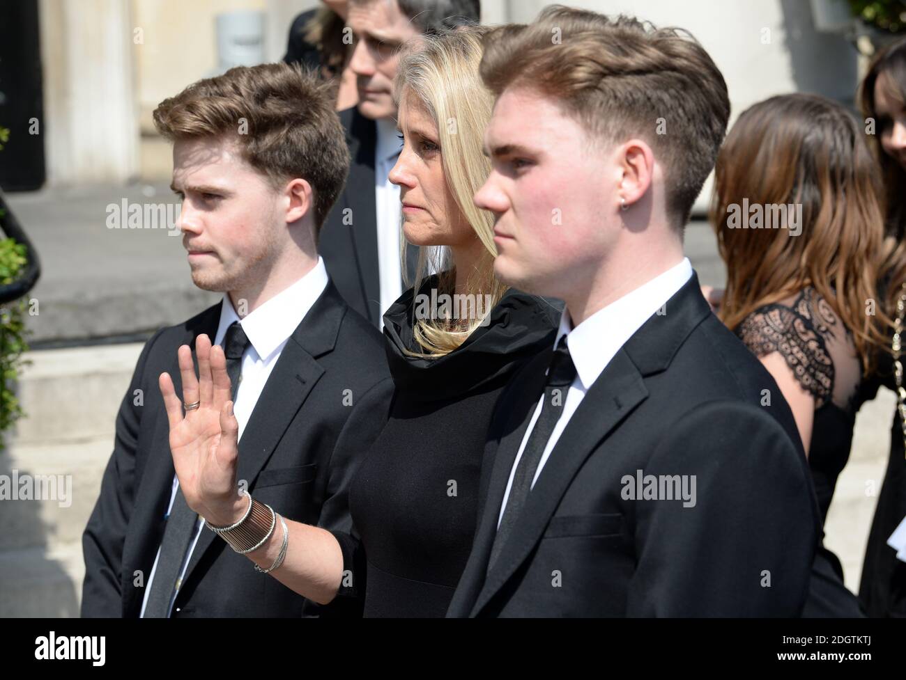 Friends amd family after the funeral service of Dale Winton at Old ...