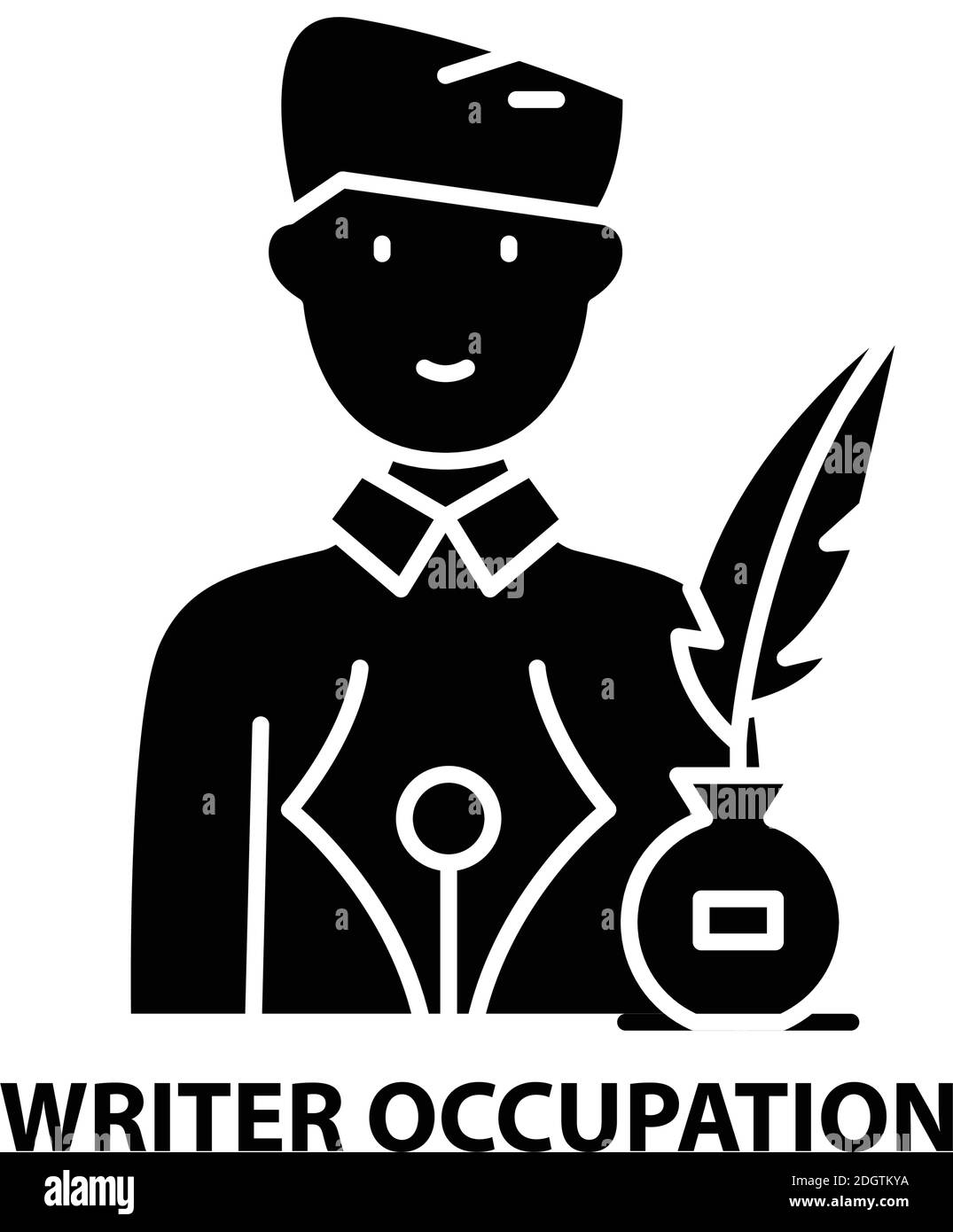 writer occupation icon, black vector sign with editable strokes ...