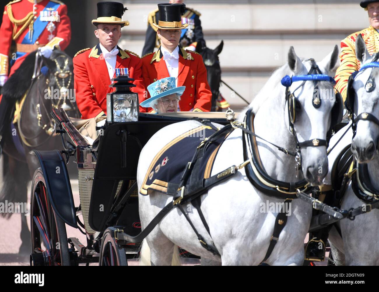 Queen Elizabeth II during the carriage procession along The Mall at ...