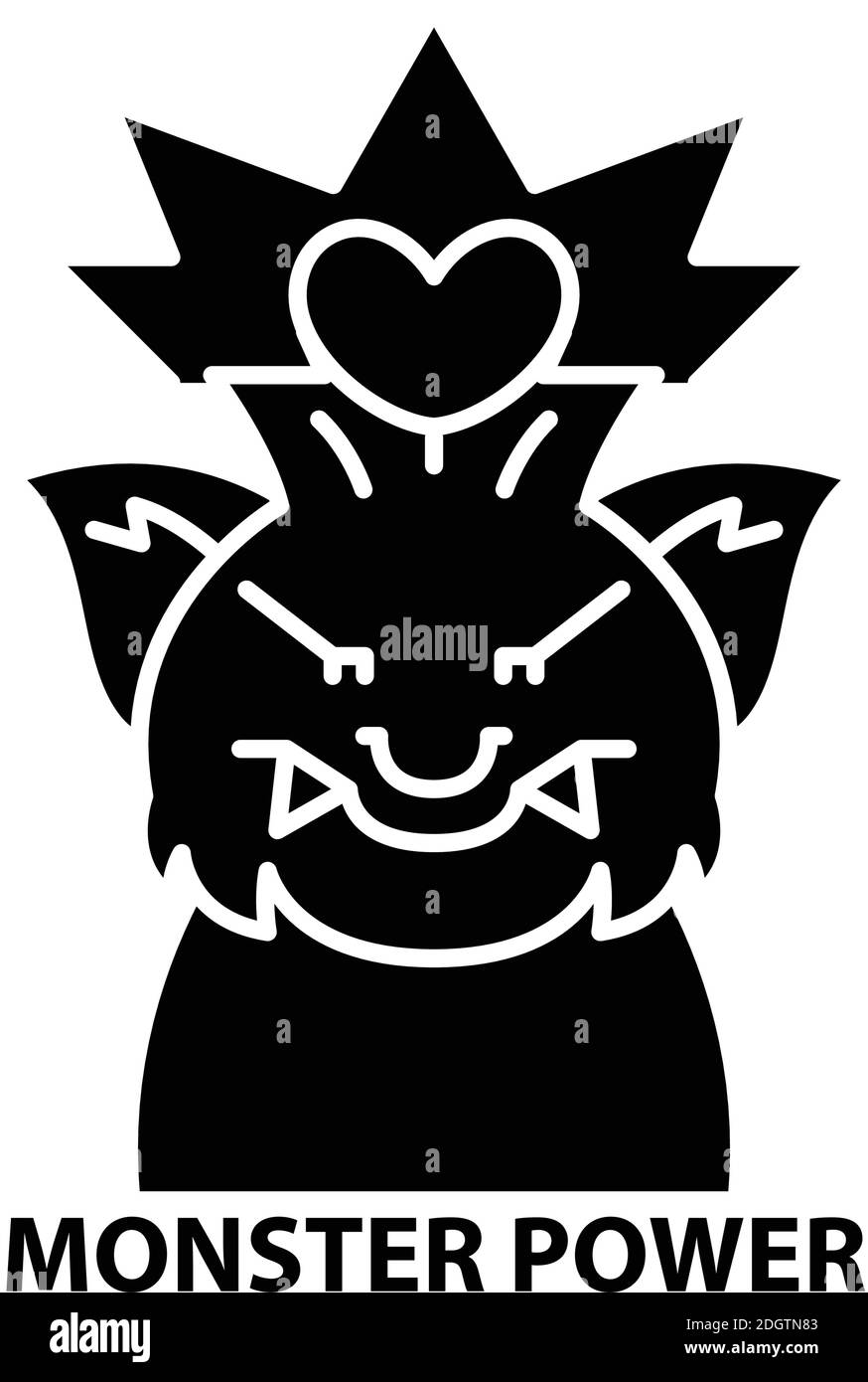monster power icon, black vector sign with editable strokes, concept ...