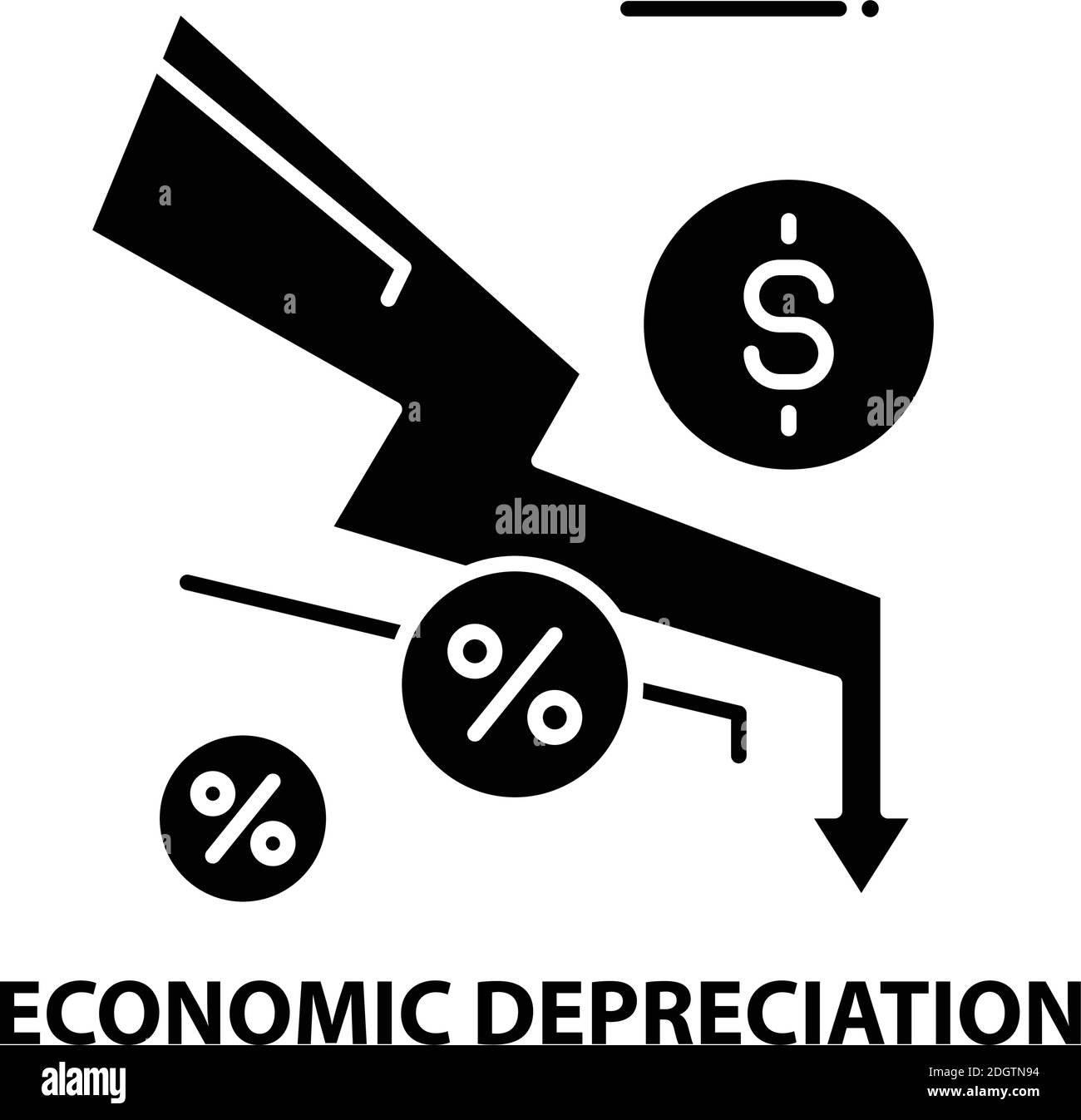 economic depreciation icon, black vector sign with editable strokes, concept illustration Stock ...