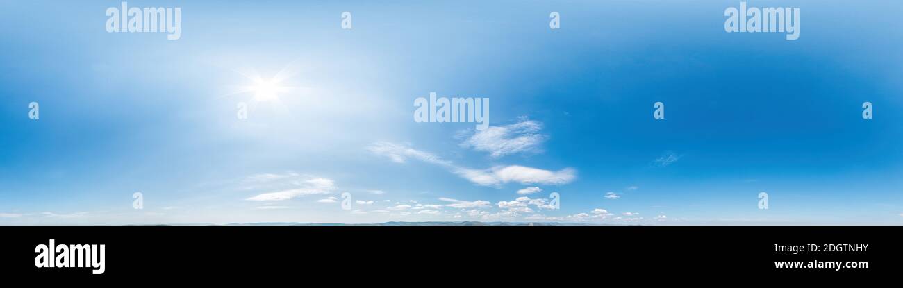 Seamless panorama of sky with light clouds in spherical equirectangular ...