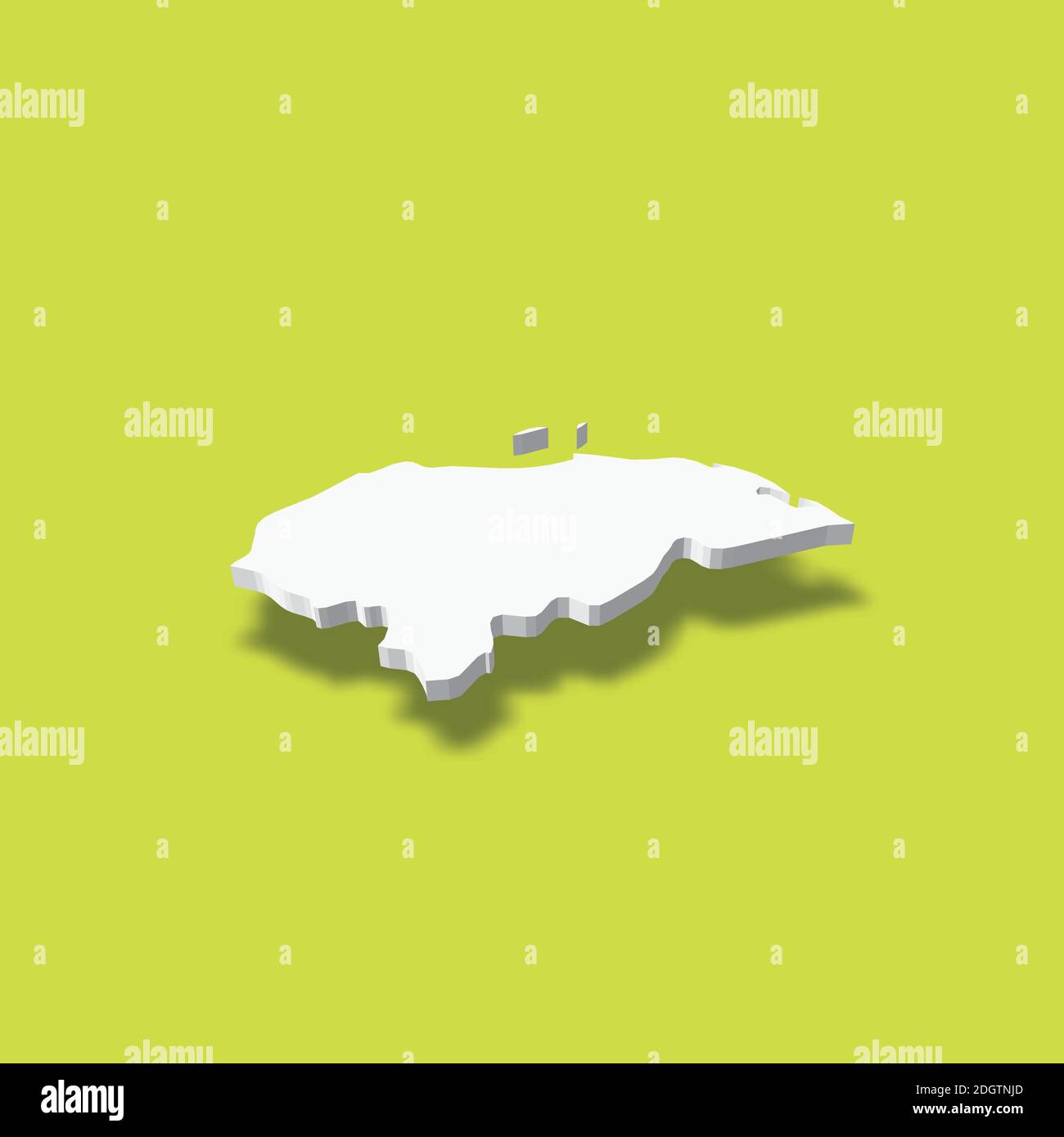 Honduras - white 3D silhouette map of country area with dropped shadow ...