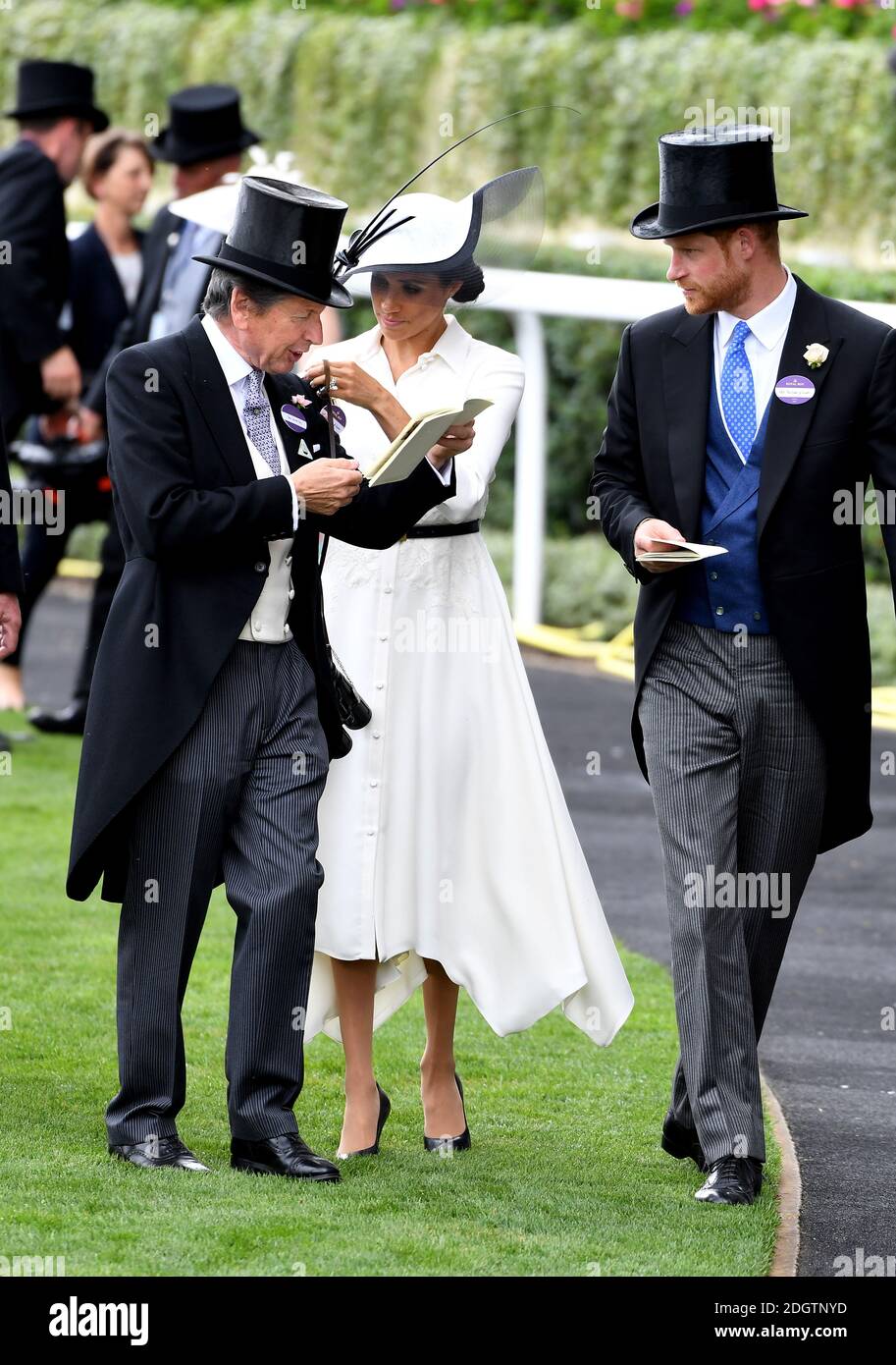 Racing manager John Warren with the Duke and Duchess of Sussex during ...