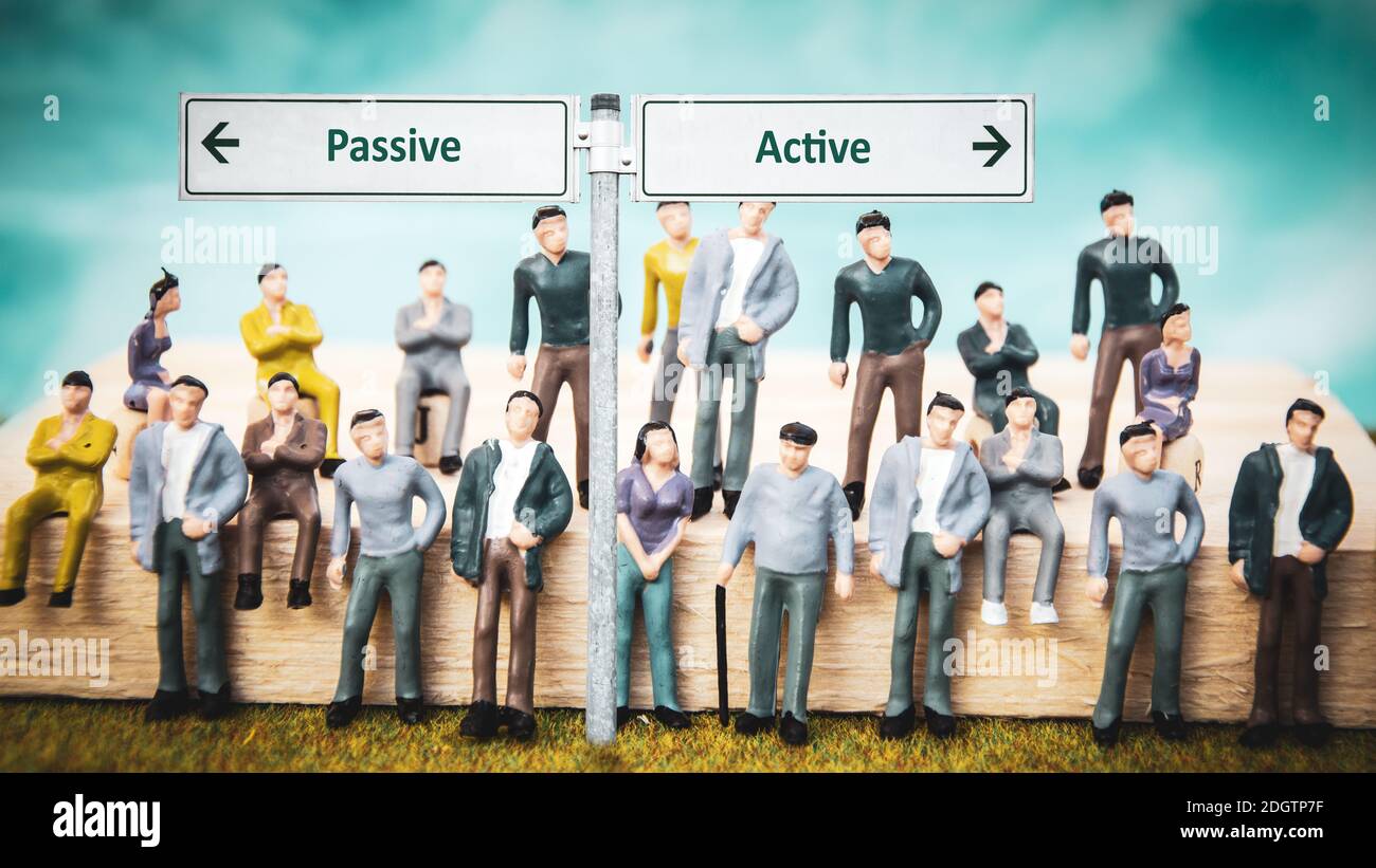 Street Sign to Active versus Passive Stock Photo - Alamy