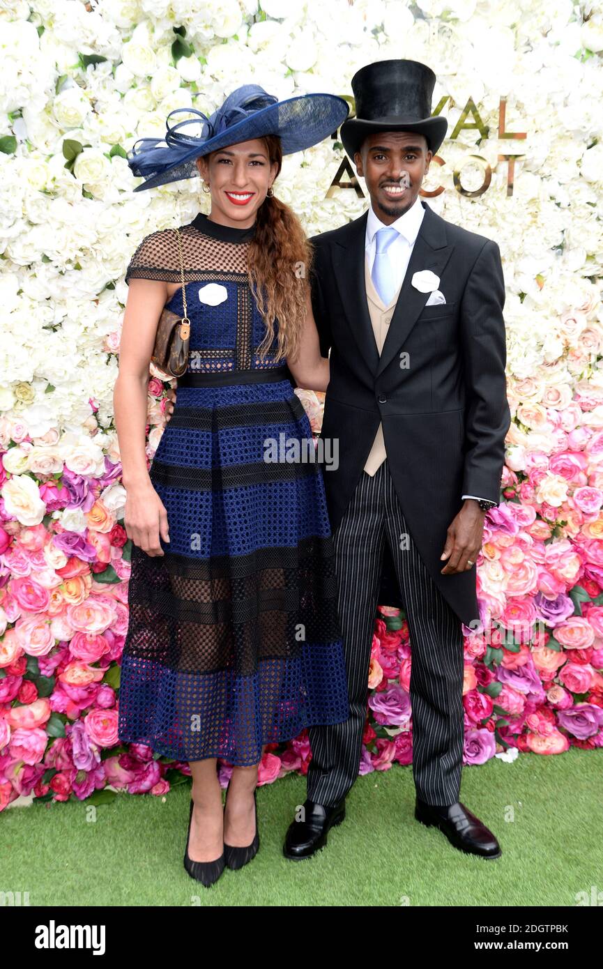 Sir Mo Farah and Tania Nell during day two of Royal Ascot at Ascot ...
