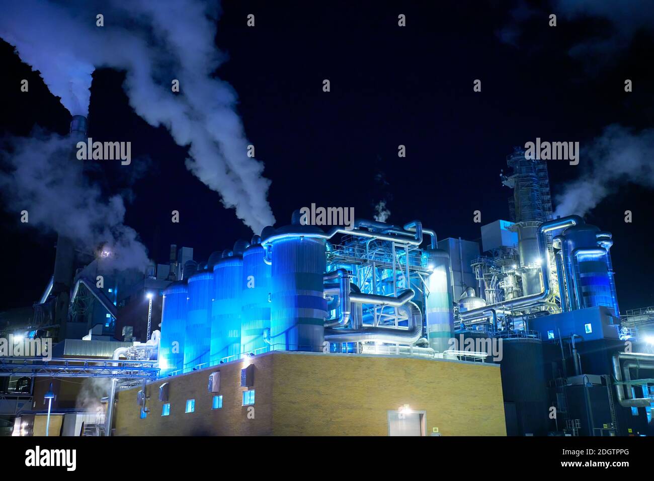 Factory at Night Air Pollution From Industrial Smoke Stock Photo - Alamy