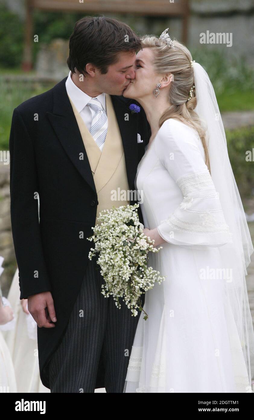Harry Lopes and Laura Parker Bowles leave St. Cyriac's Church Stock ...