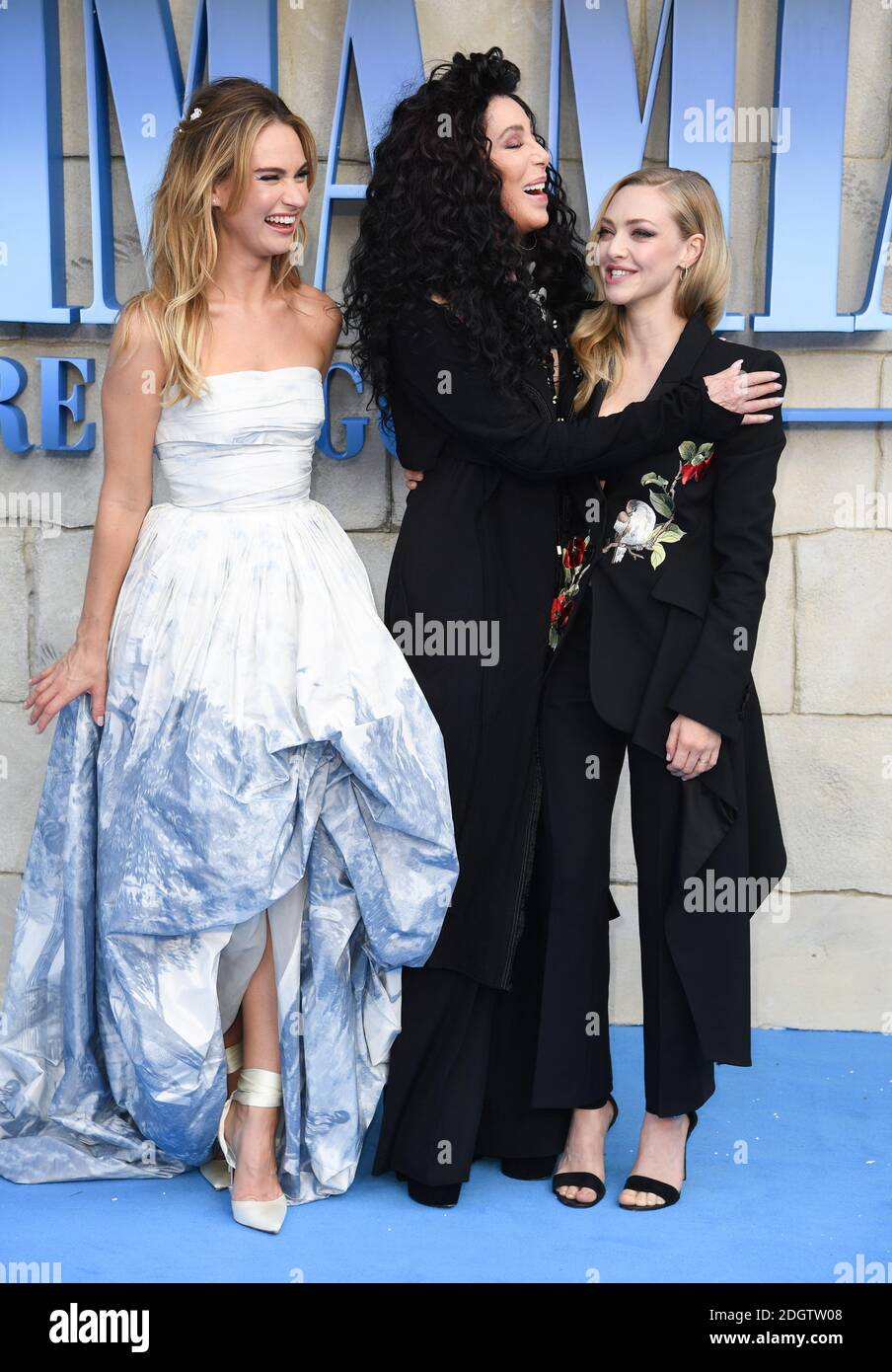 Lily James, Cher and Amanda Seyfried attending the premiere of Mamma ...
