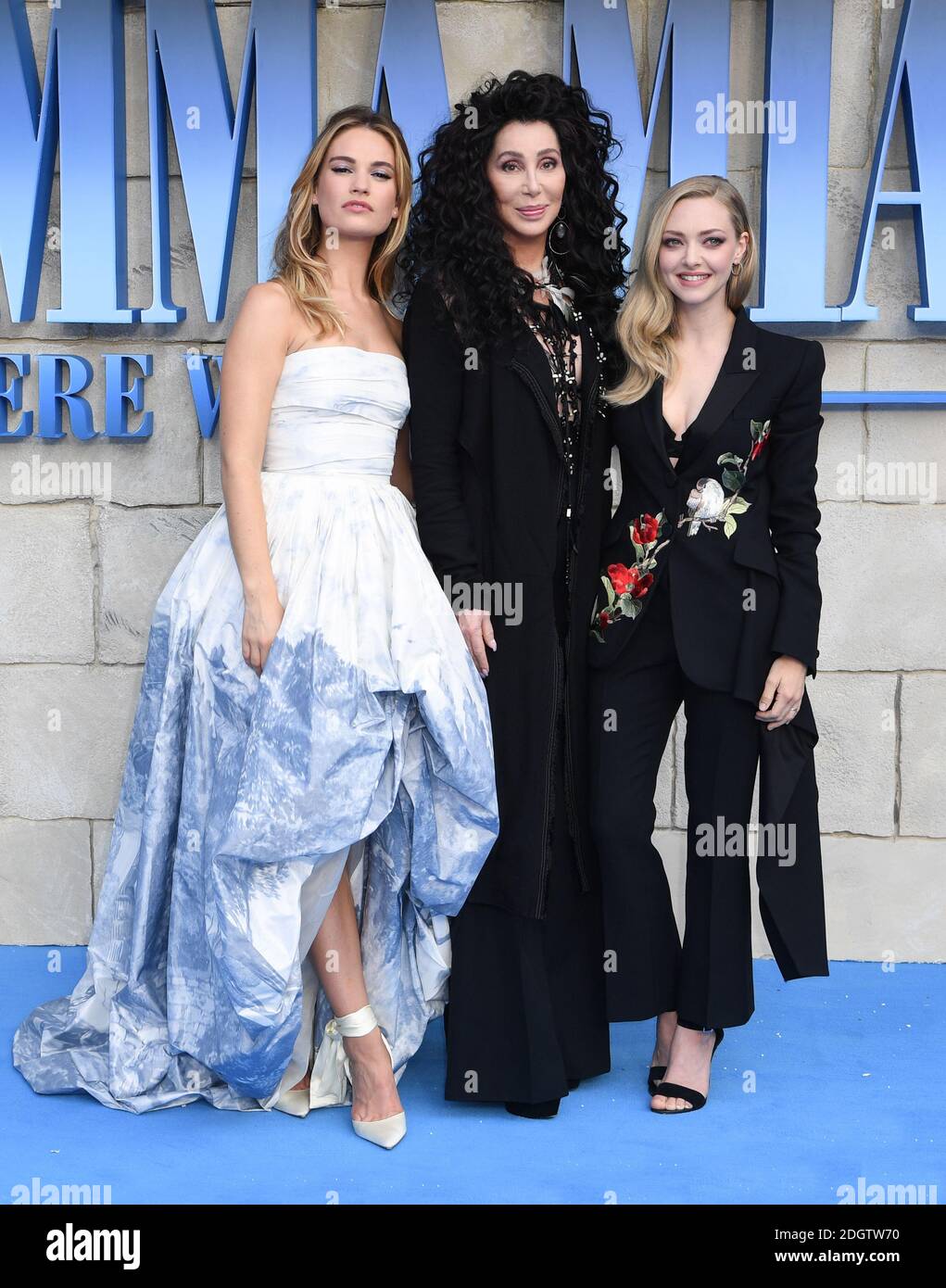 Lily James, Cher and Amanda Seyfried attending the premiere of Mamma ...