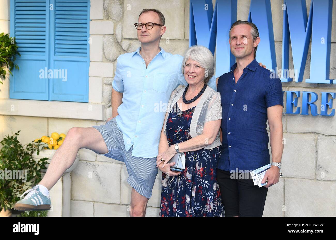 Mark Gatiss (left), Ian Hallard's mother and Ian Hallard (right ...