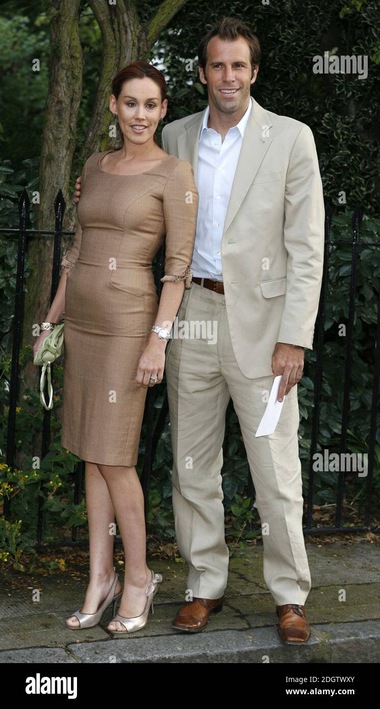 Greg Rusedski and wife Lucy arriving at Sir David Frost's Garden Party ...