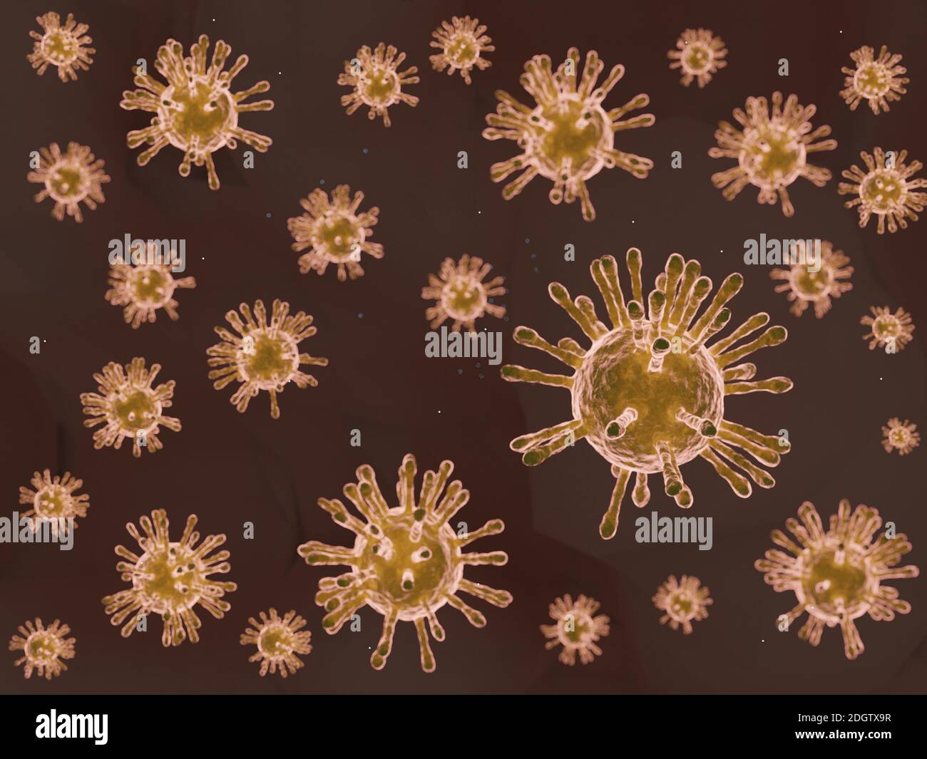 Coronavirus COVID-19 under the microscope 3d illustration Stock Photo ...