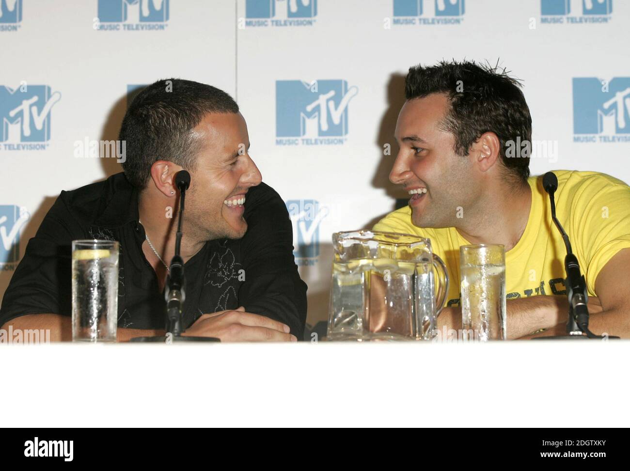 Dane Bowers (Another Level) and Lee Latchford Evans (Steps) attending ...