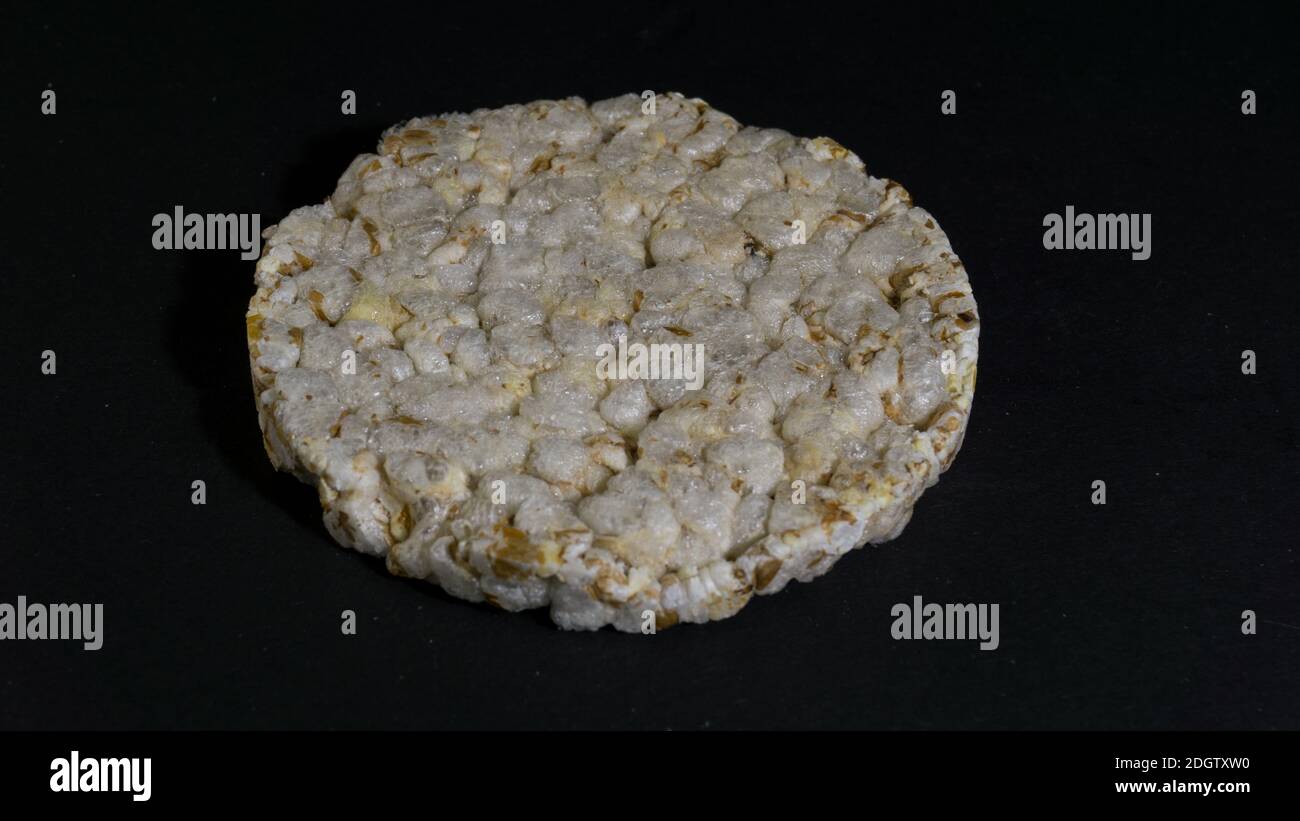 Grain crispbreads crispy rice and diet bread. Stack of puffed whole ...