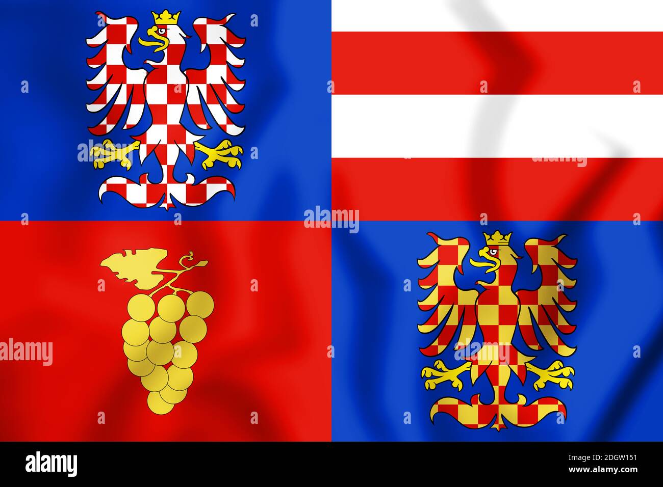 3D Flag of South Moravian Region, Czech Republic. 3D Illustration Stock ...