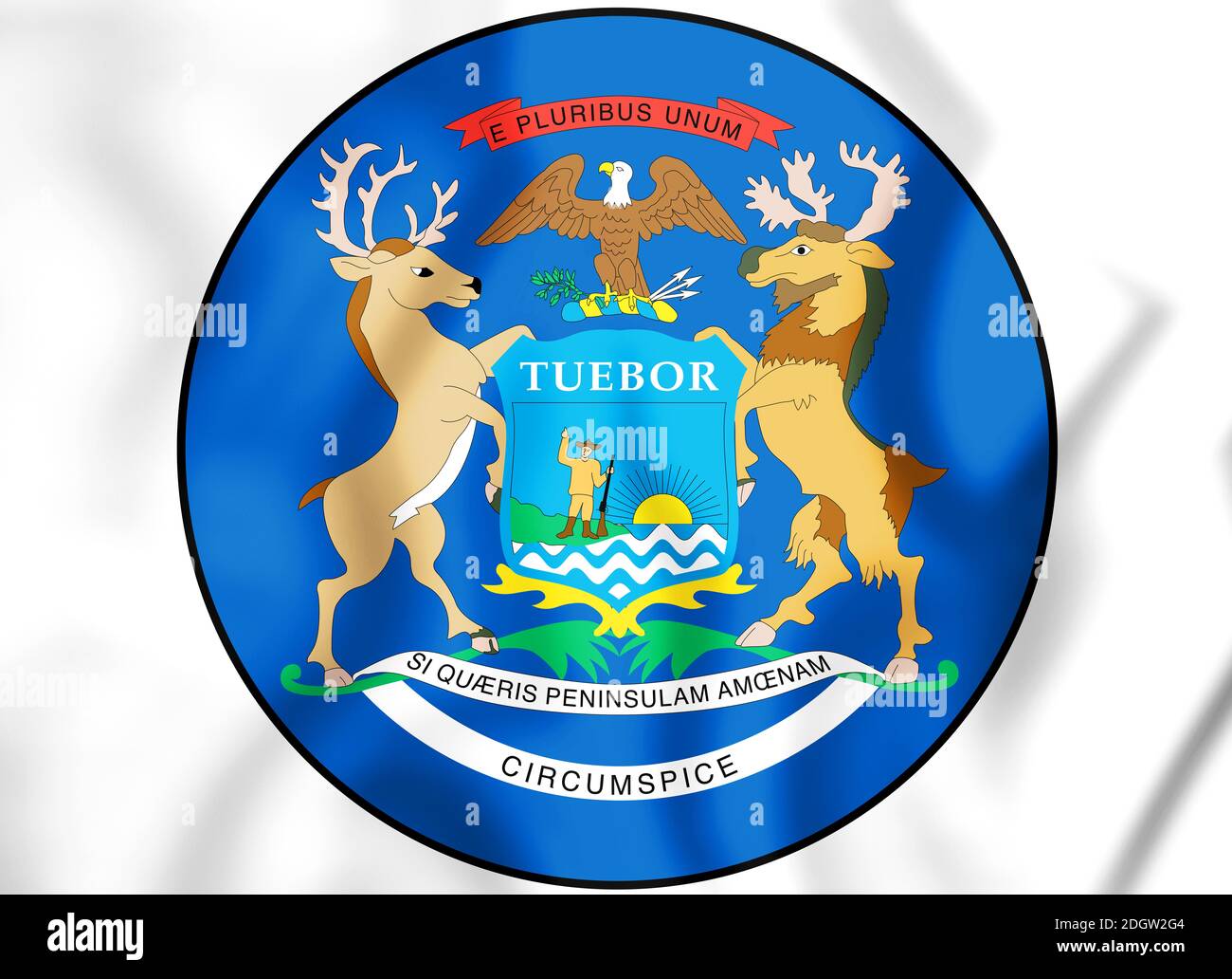 State Seal of the Michigan state, USA. 3D Illustration Stock Photo - Alamy