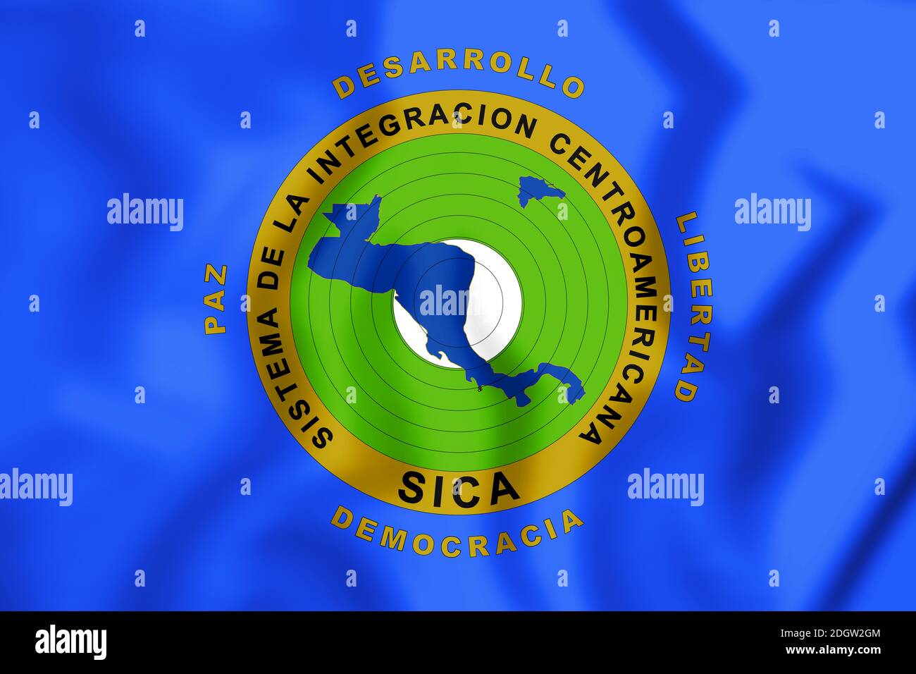 3D Flag of the Central American Integration System. 3D Illustration ...