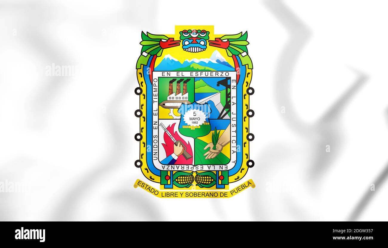 3D Flag of Puebla State, Mexico. 3D Illustration Stock Photo - Alamy